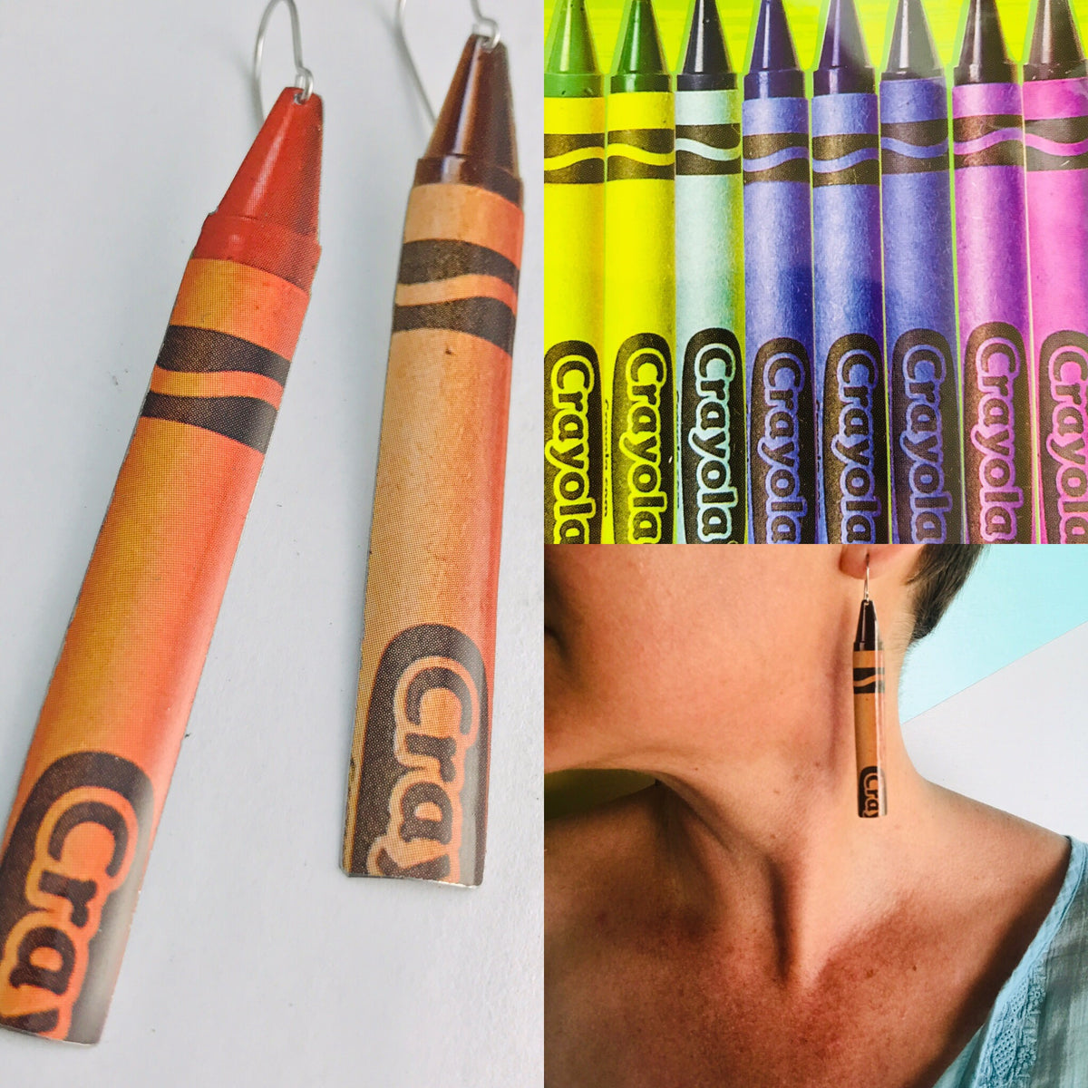 Crayola Crayons Zero Waste Tin Earrings – adaptive reuse jewelry
